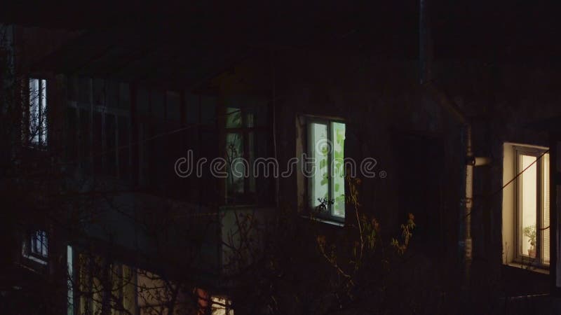 House at Night and the Light in the Window Stock Video - Video of ...