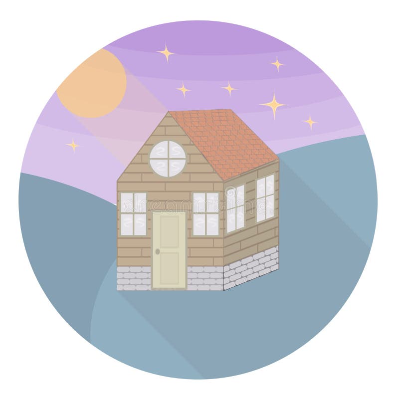 House and Night Sky with Stars and Moon. Vector Illustration Stock ...