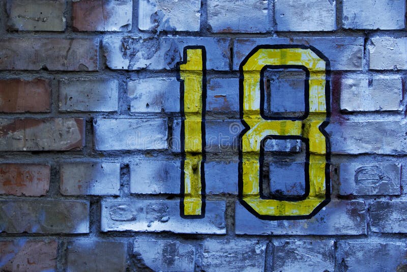 A House Number 18 on a Brick Wall Stock Image - Image of character ...