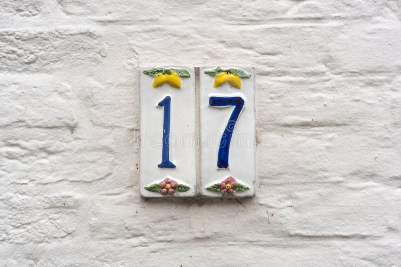 House number 17 stock photo. Image of seventeen, font - 121950386