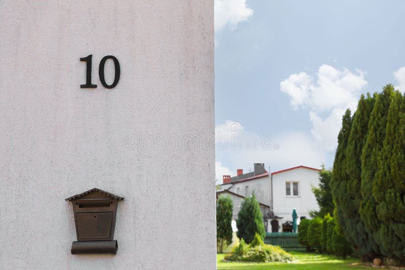 House Number 10 on Light Textured Wall Outdoors Stock Photo - Image of ...