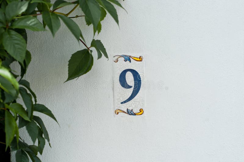 House Number Nine. House Facade Decoration. Building Address Stock ...