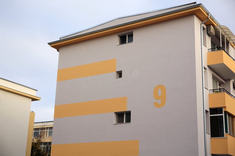 House Number Nine on Beige Wall Outdoors Stock Image - Image of number ...