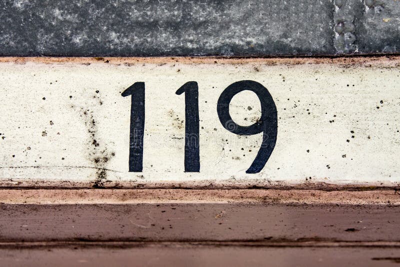 House number 119 stock photo. Image of signage, dirty - 121950244