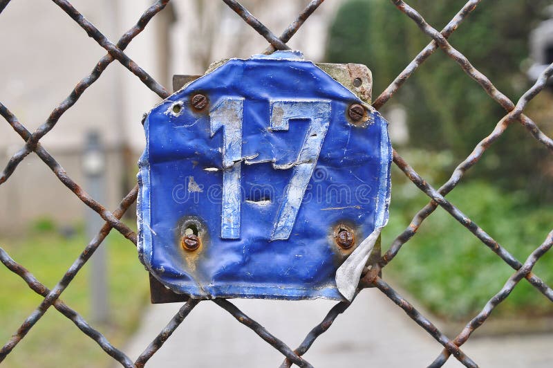A House Number Plaque, Showing the Number Seventeen 17 Stock Image ...