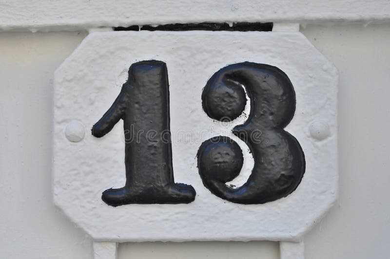 A House Number Plaque, Showing the Number Thirteen 13 Stock Photo ...