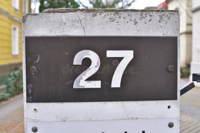 A House Number Plaque, Showing the Number Twenty Seven 27 Stock Image ...