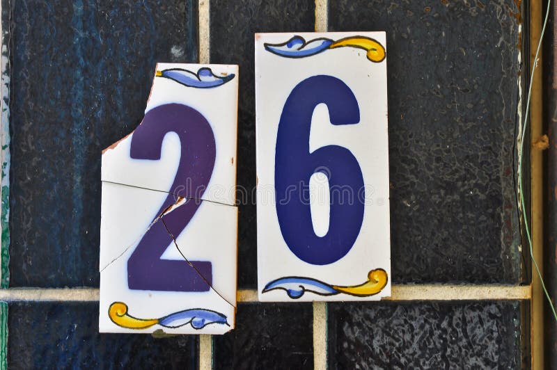 A House Number Plaque, Showing the Number Twenty Six 26 Stock Image ...