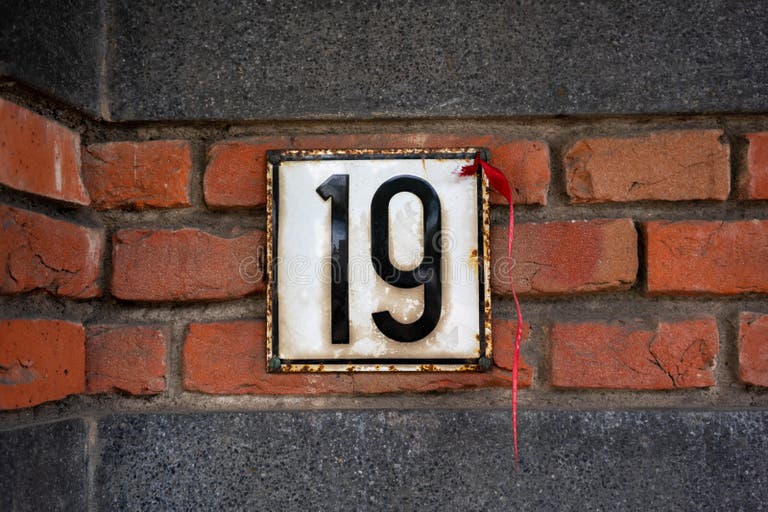 House number 19 stock image. Image of wall, lettering - 393409285