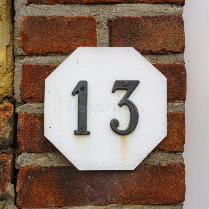 House number thirteen 13 stock photo. Image of address - 116346050