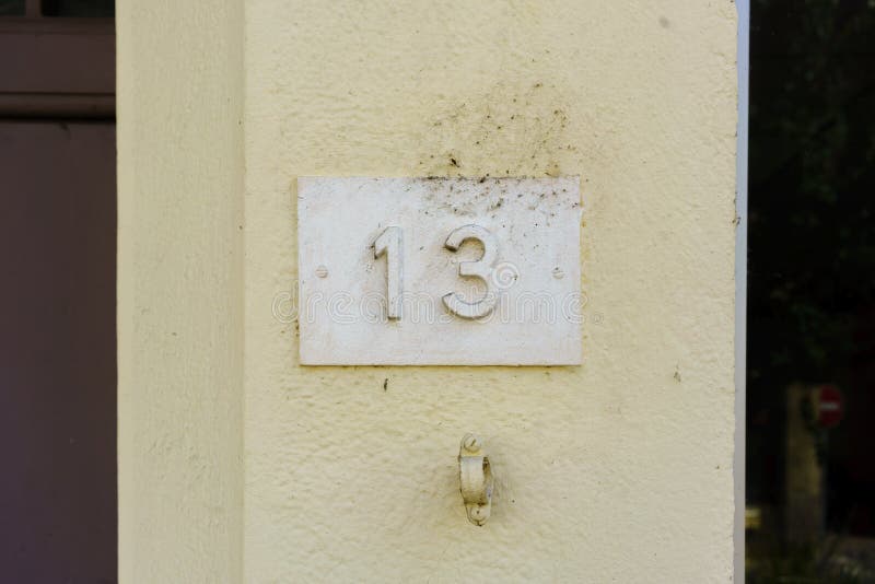 House number thirteen 13 stock photo. Image of cobweb - 116345896