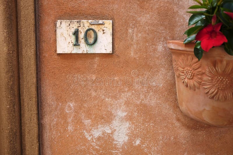 House number on wall stock photo. Image of sign, number - 90361874