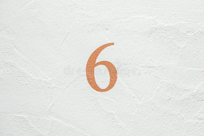 House Number 6 at a White Painted Wall Stock Photo - Image of textured ...