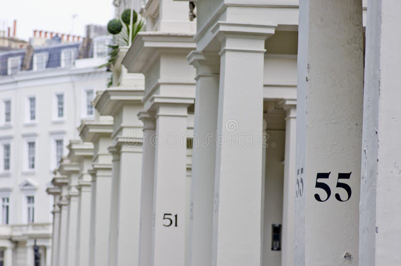 House Number 55 on White Pillar in London. Stock Image - Image of digit ...