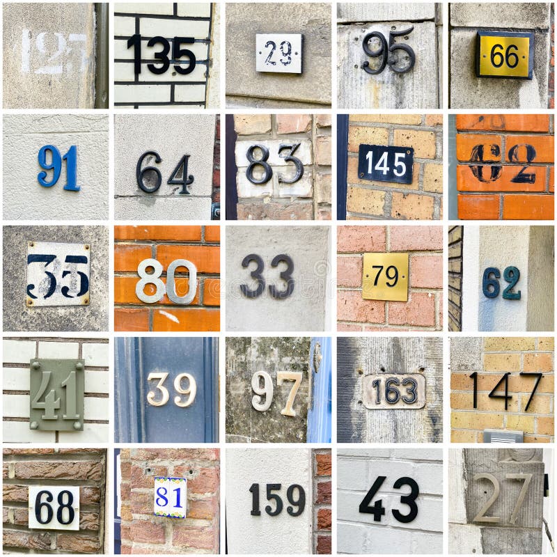 House Numbers, Large Colourful Collage Stock Photo - Image of home ...