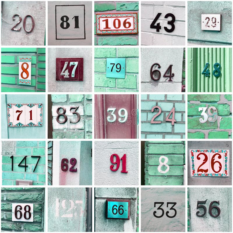 House Numbers, Large Colourful Collage Stock Image - Image of postal ...