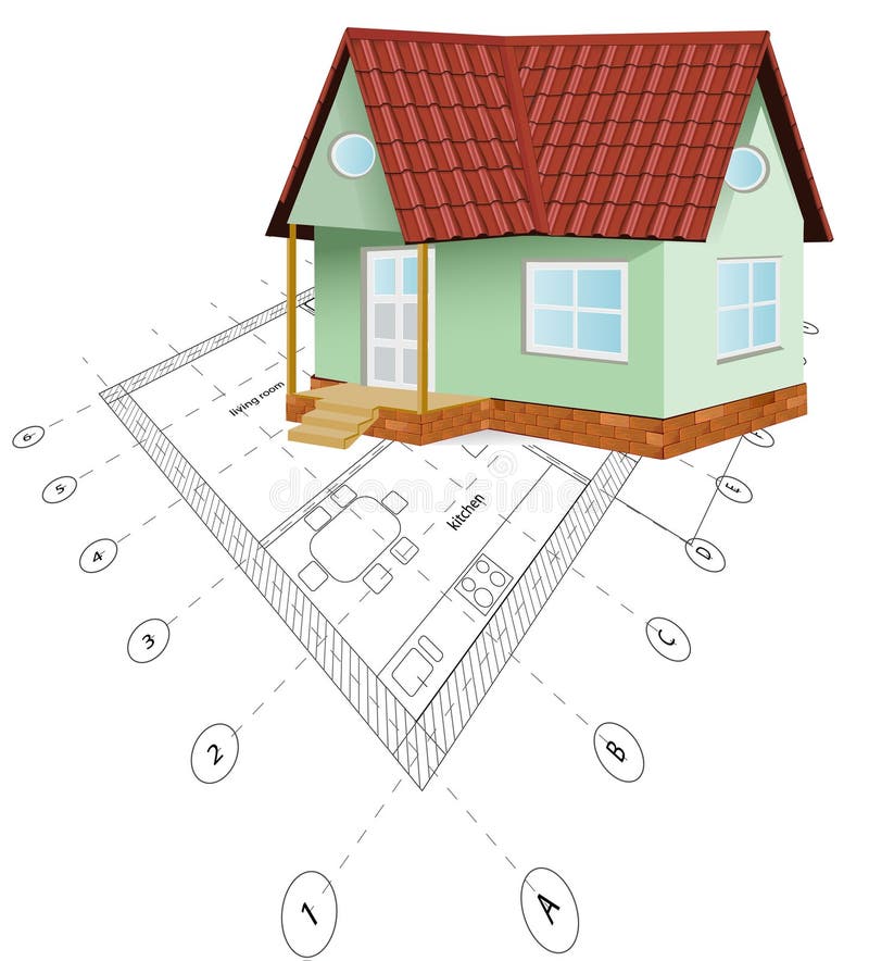 A White House on the Building Drawings Stock Illustration ...