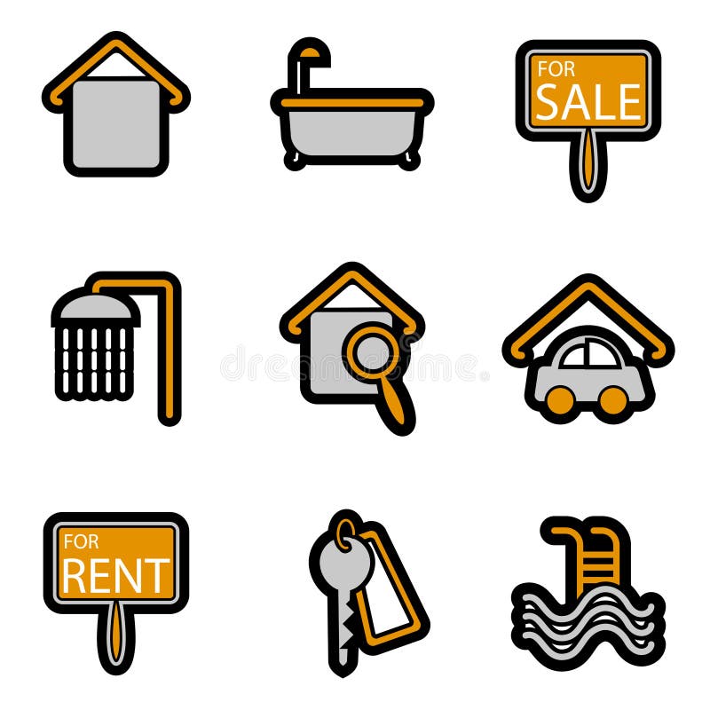 Household object icon set stock vector. Illustration of graphic - 10983569