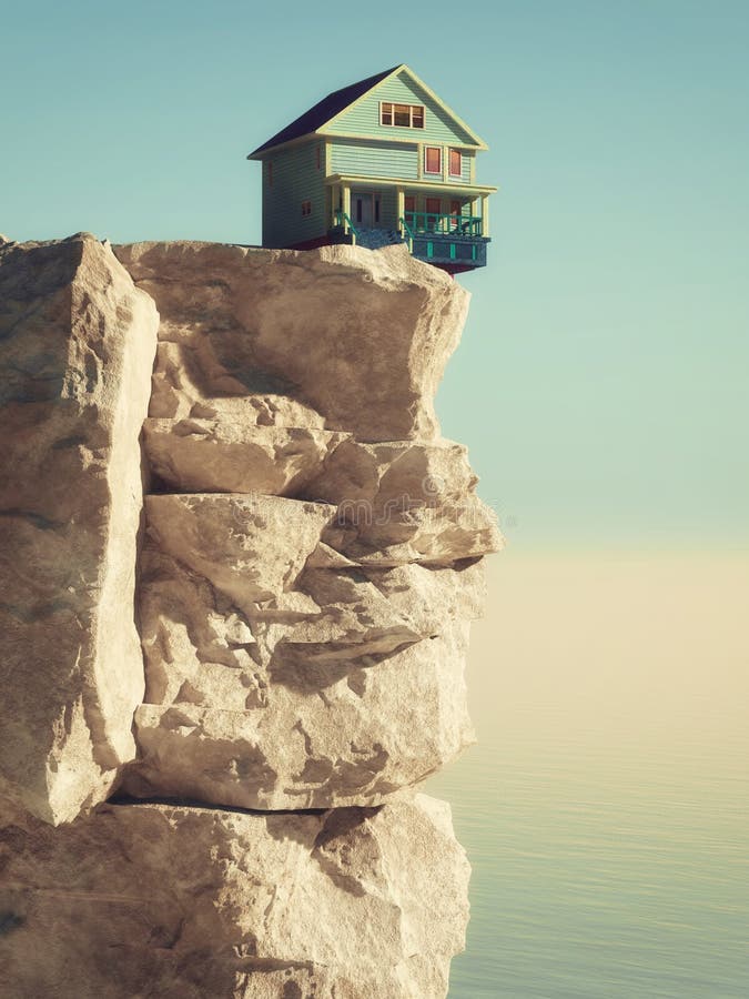 House at the Odge of the Abyss Stock Illustration - Illustration of ...
