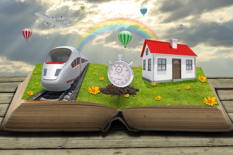 House on Open Book with Timer Stock Image - Image of clock, book: 62491033
