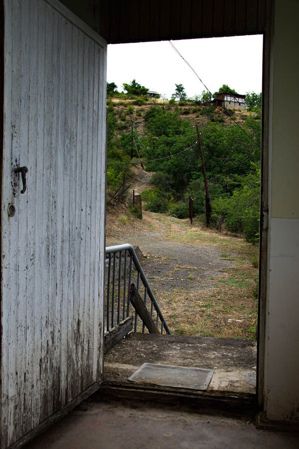 House with an open door stock image. Image of view, wall - 191796579