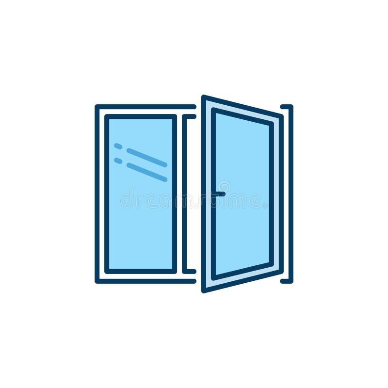 House Open Window Vector Concept Blue Icon or Sign Stock Illustration ...