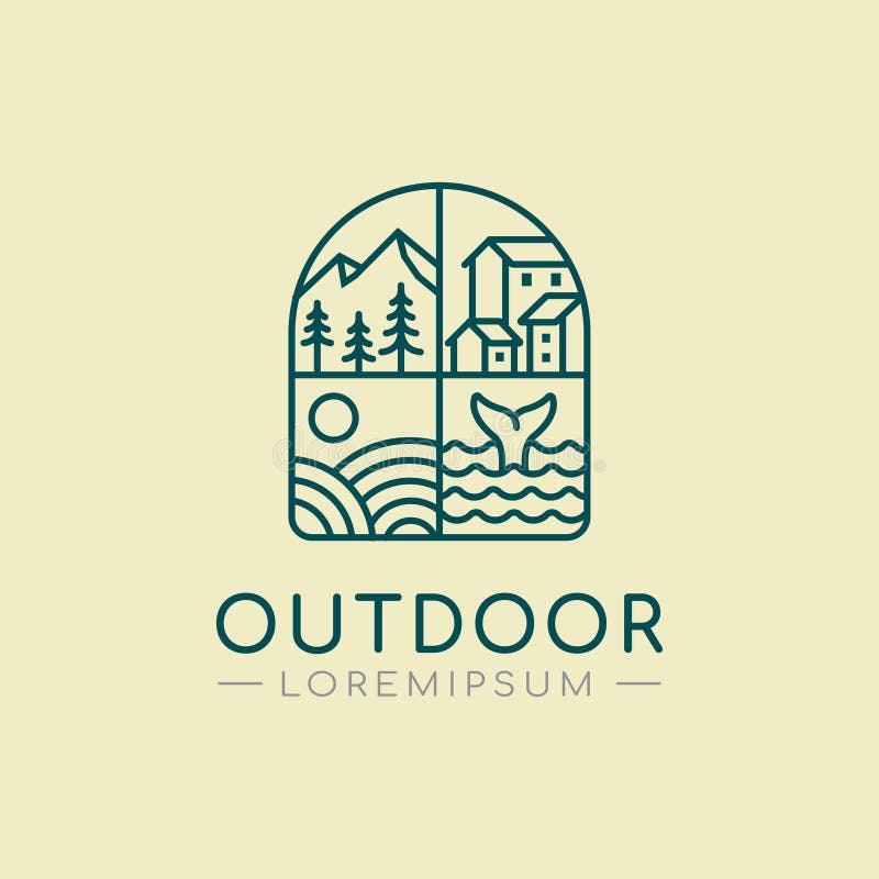 House or Outdoor Line Logo Design Stock Vector - Illustration of design ...