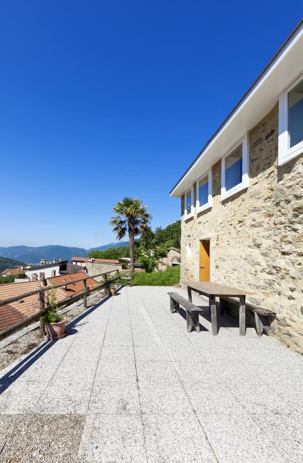 Outdoor View of Log House Wall. Background with Copy Space. Vertical ...