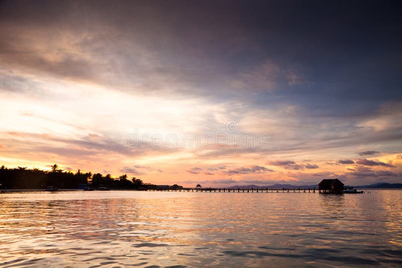 House Over Water at Coastline Stock Photo - Image of night, tropical ...