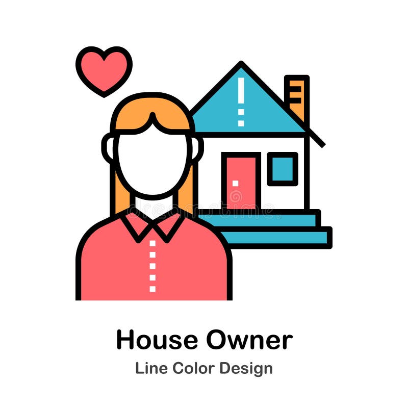 House Owner Line Color Icon Stock Vector - Illustration of purchase ...
