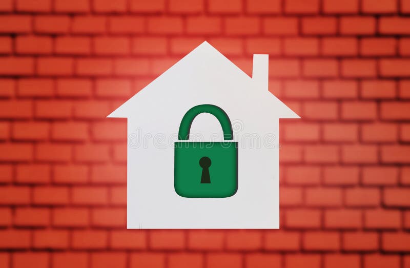 House with padlock stock illustration. Illustration of protection ...