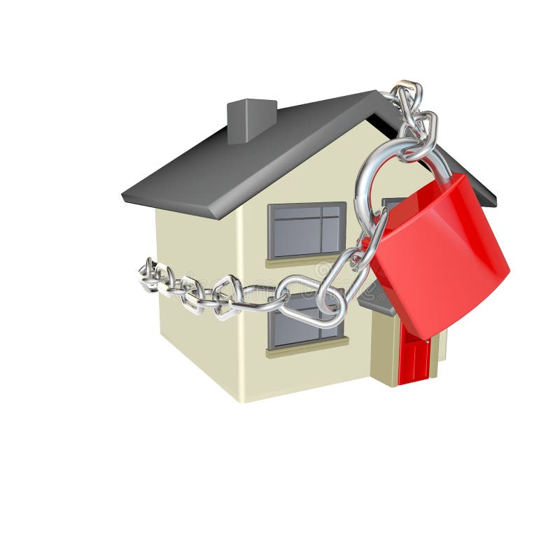 A House Padlocked Up with Chains for Security Stock Illustration ...