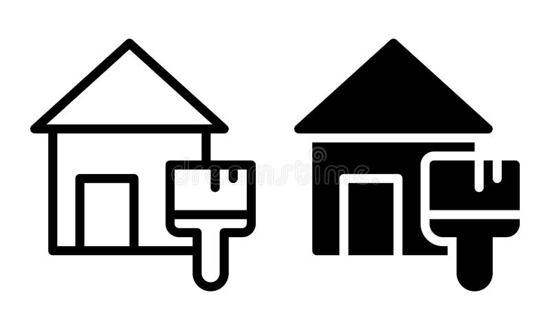 House Paint Icon with Outline and Glyph Style. Stock Vector ...
