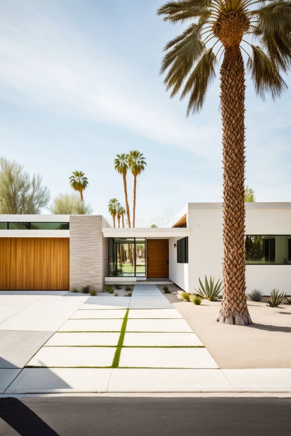 House with Palm Tree in Front of it and Driveway in Front of it ...