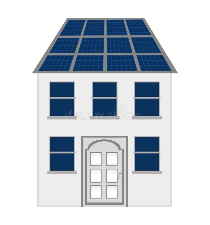 House with Panel Solar Isolated Icon Design Stock Illustration ...
