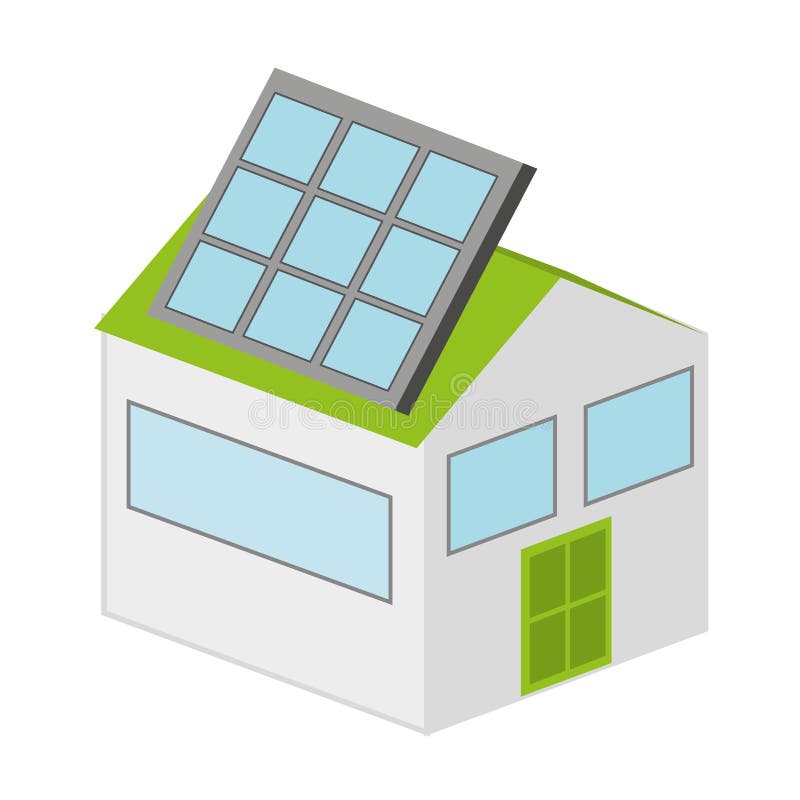 House with Panel Solar Isolated Icon Design Stock Illustration ...