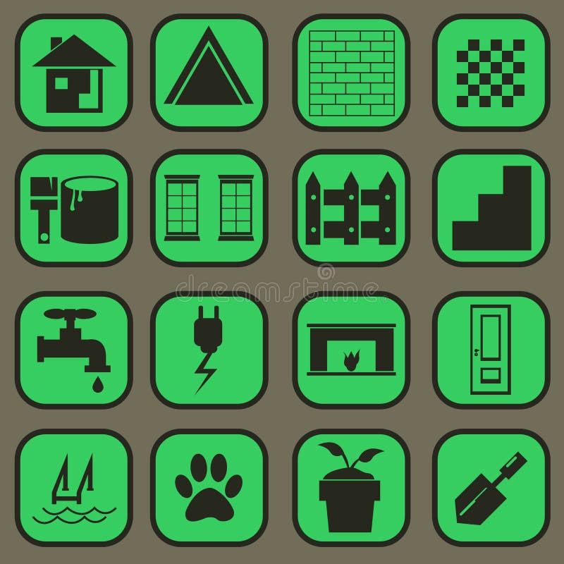 House Part Complete Set Icon and Pictogram BASIC S Stock Illustration ...