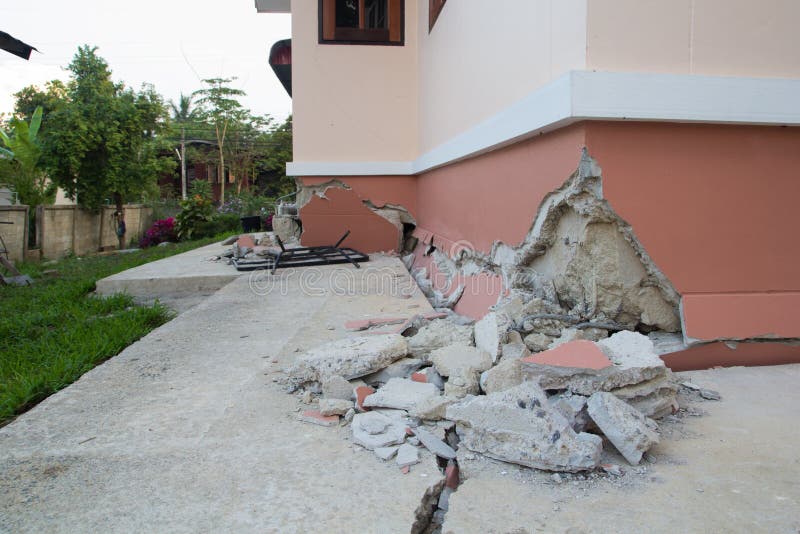 House Partially Collapsed after Destruction Stock Image - Image of ...