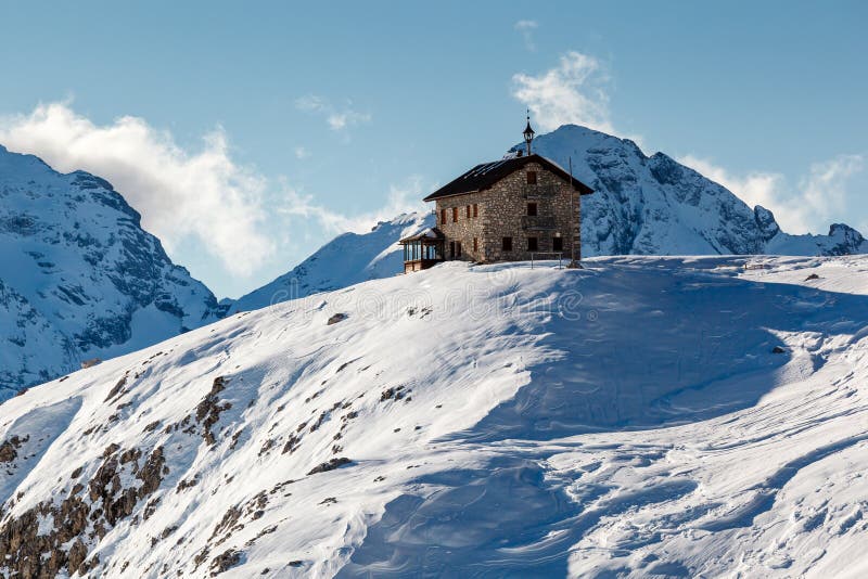 House in Passo Campolongo Valley Stock Image - Image of corvara, powder ...