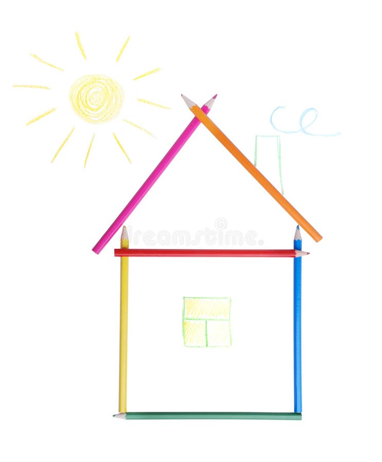 Crayon house stock photo. Image of drawing, drawings - 12746038
