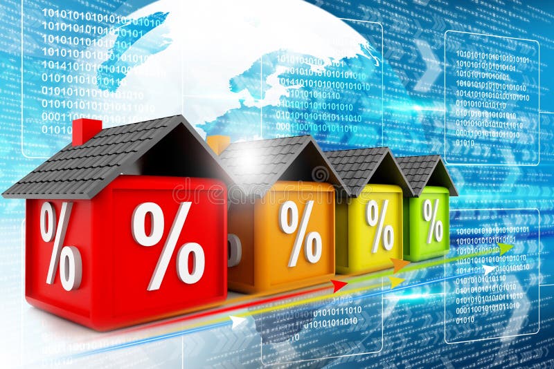 House with percent symbol stock illustration. Illustration of isolated ...