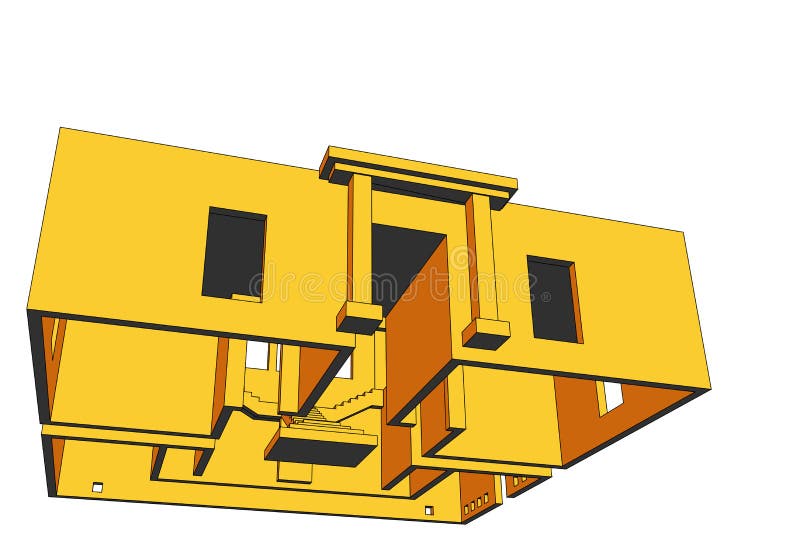 Three Dimensional Drawing House 4 Stock Illustrations – 2 Three ...