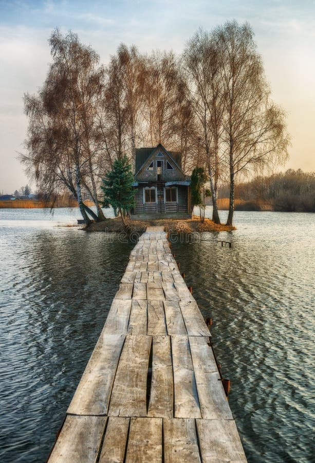House. a Picturesque Hut on a Small Island Stock Photo - Image of ...