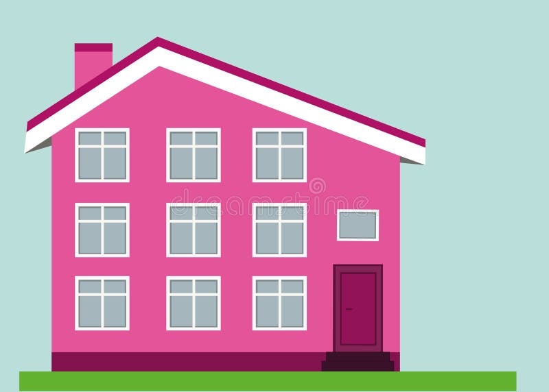 The House is Pink and Beautiful. Stock Vector - Illustration of style ...