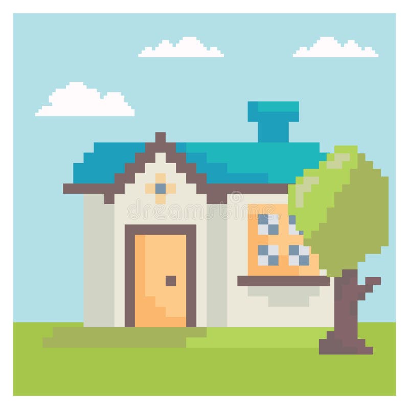 House in pixel art stock illustration. Illustration of home - 135628587
