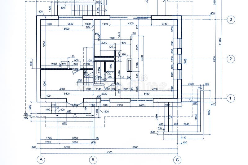 House Plan Blueprint. Part of Architectural Project. Technical D Stock ...
