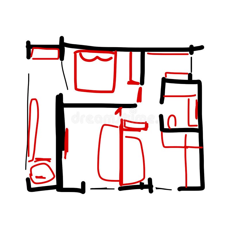 House Plan, Doodle for Your Design Stock Vector - Illustration of ...