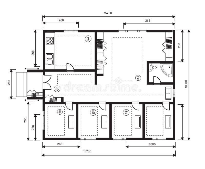 House Plan Drawing. Figure of the Jotting Sketch of the Construction ...