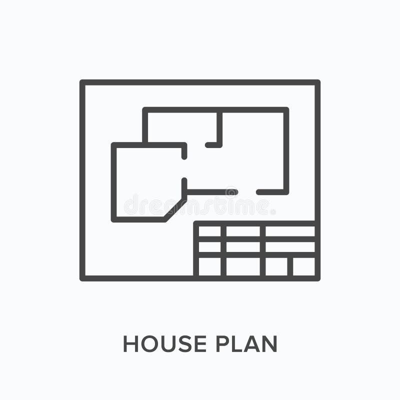 House Plan Flat Line Icon. Vector Outline Illustration of Blueprint ...