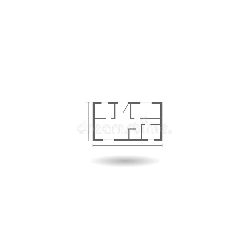 House Plan Icon with Shadow Stock Vector - Illustration of architecture ...